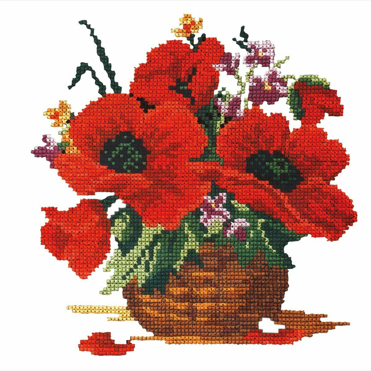 Набор для вышивания крестиком РС-Студия 'Маки', 22*21 см, на белой канве