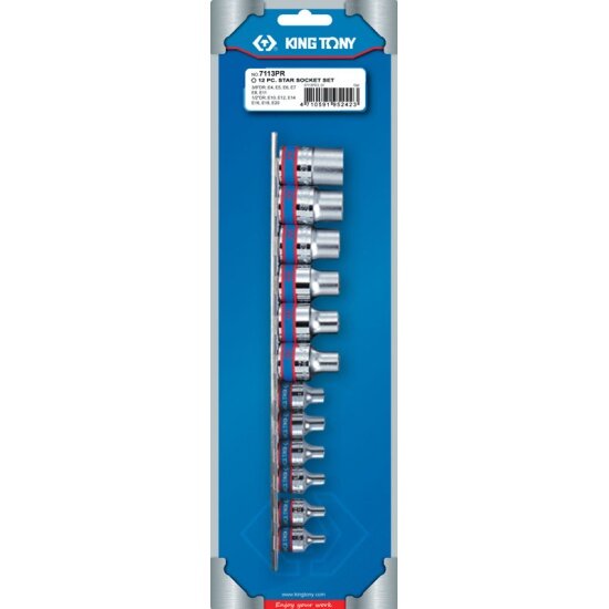 Набор торцевых головок King Tony 1/2", 3/8", TORX Е-стандарт, Е4-Е20, 12 предметов