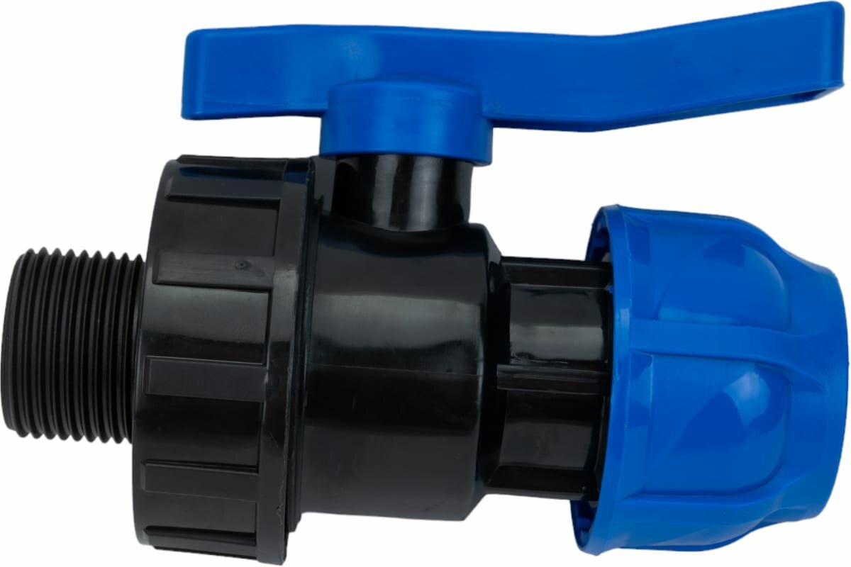 TEBO Шаровой компрессионный кран ПНД 32x1' наружная резьба T-ПНД Кш.5.32-1. CN