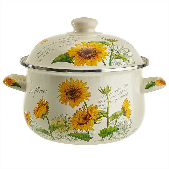 Кастрюля эмалированная 2,8 л. MetaLLoni EM-1510 "Подсолнухи"