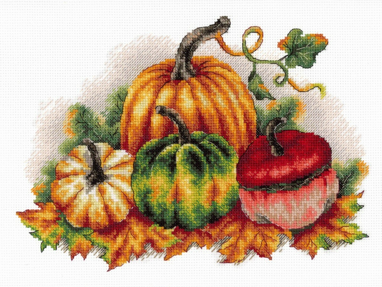 Набор для вышивания крестом Разноцветные тыквы НВ-789, 18x26 см. канва, мулине