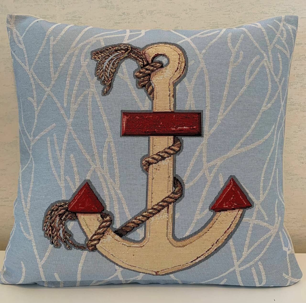 Гобелен, гобеленовая интерьерная наволочка "Якорь" 44х42 см