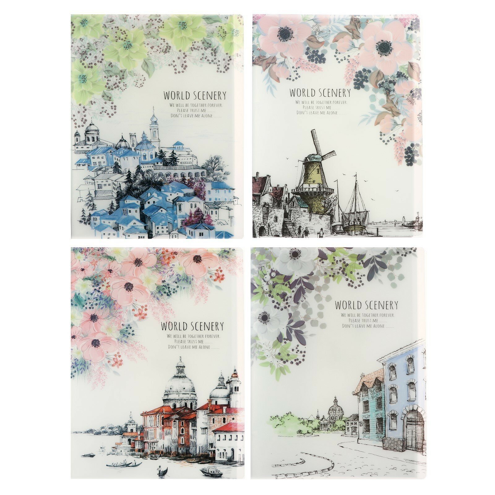 Папка формат А4, с 40 прозрачными файлами «Город», цвет микс