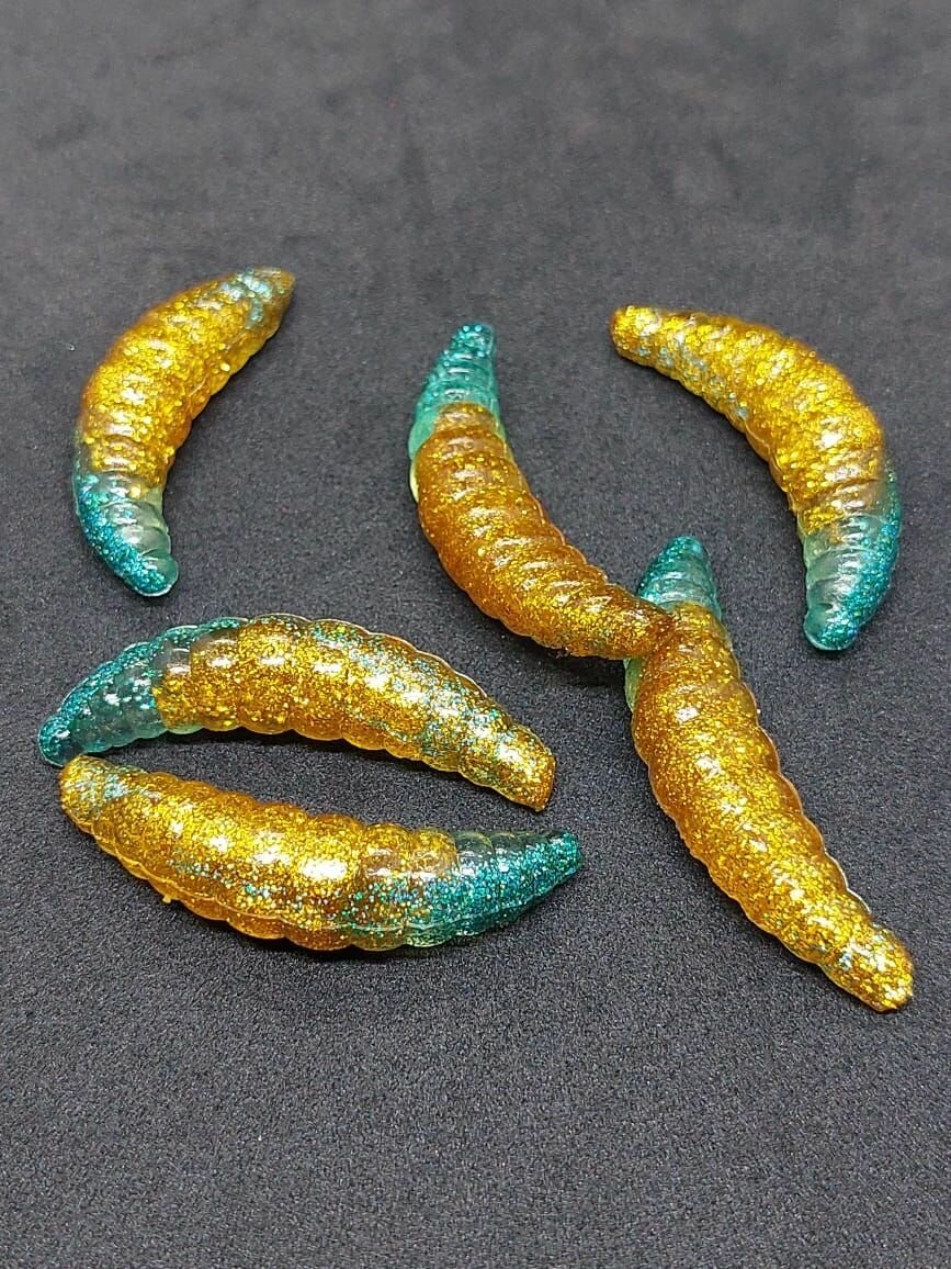 Форелевая приманка Big Maggot. 48 мм. Золото бирюза