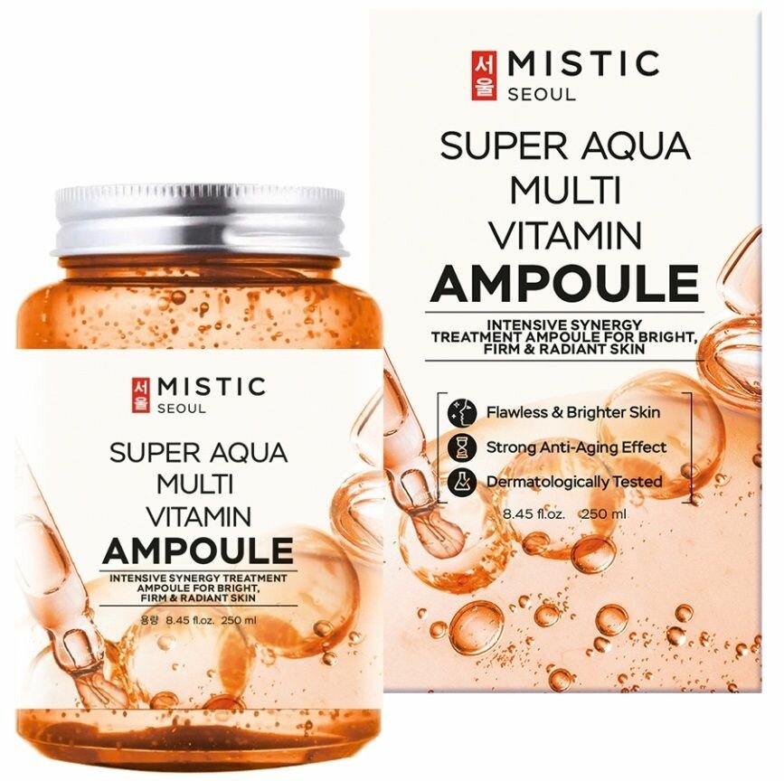 MISTIC Мультивитаминная увлажняющая сыворотка Super Aqua Multi Vitamin Ampoule, 250 мл
