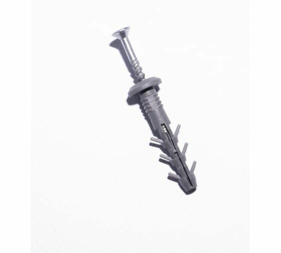 Дюбель с ударным шурупом Крепежные системы мвис дюбель-гвоздь с усами, 6x40 мм, полипропилен, буртик, 100 шт. ДБМ0640Б