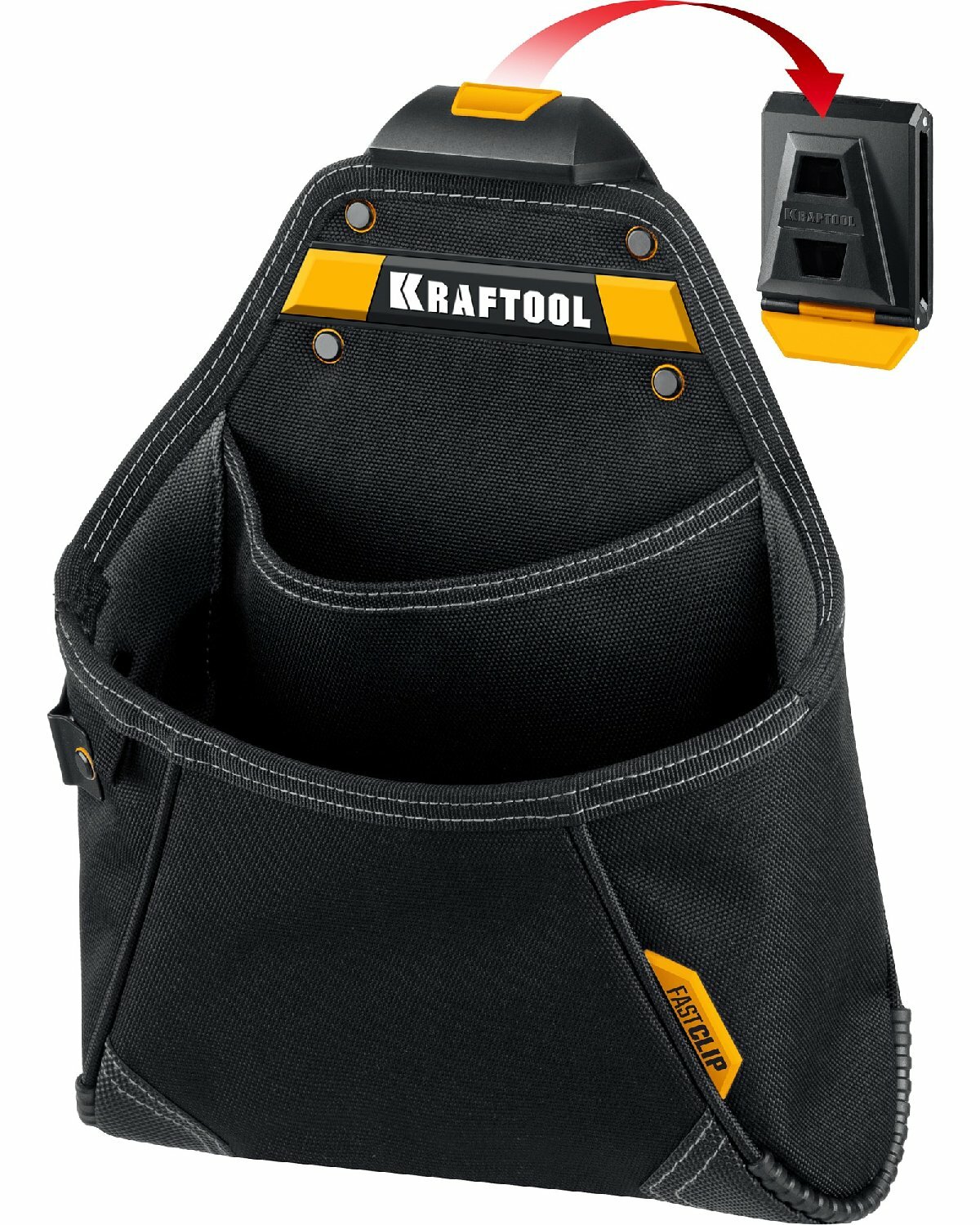 Поясная сумка KRAFTOOL KP-12 с быстросъёмным креплением FastClip 12 карманов и петель размер 260х340 мм