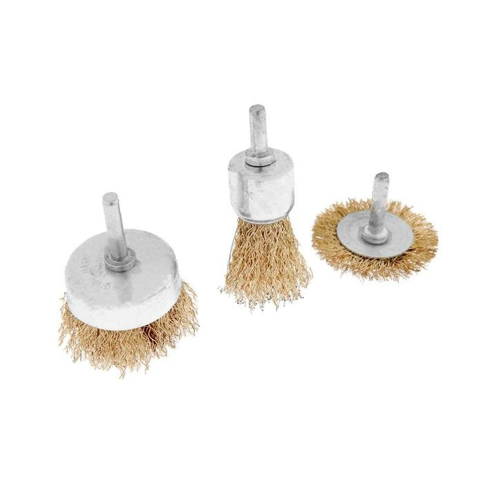 Набор щеток металлических для дрели , плоская 50 мм, чашки 25-50 мм, 3 шт.