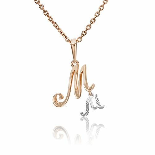 Подвеска, комбинированное золото, 585 проба, родирование