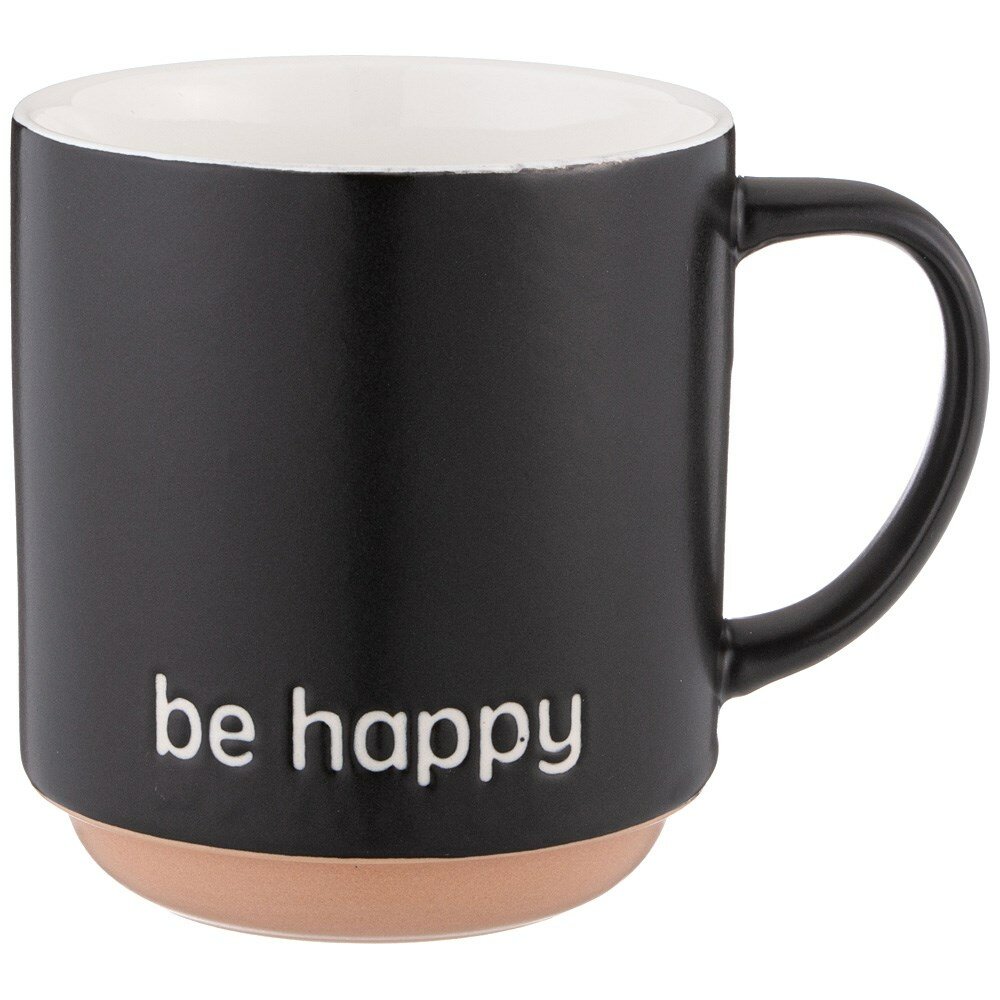 Кружка"be happy" 410 мл черная