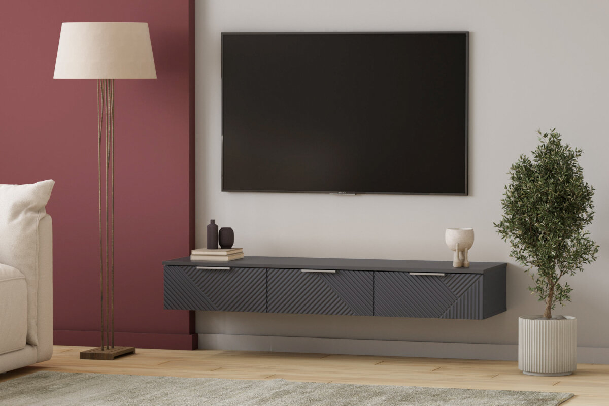 ТВ-тумба Салерно NEW 3 (МДФ) SF-019 Графит Серый графит 0162 РЕ NEW 148x42x220 см, GOODFORM