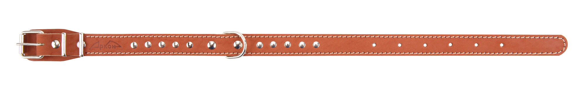 Ошейник Аркон кожаный однослойный коньячный для собак (32-44 см/20 мм)