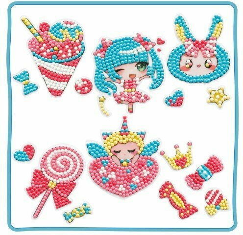Алмазная мозаика стикеры. Наклейки со стразами сладости