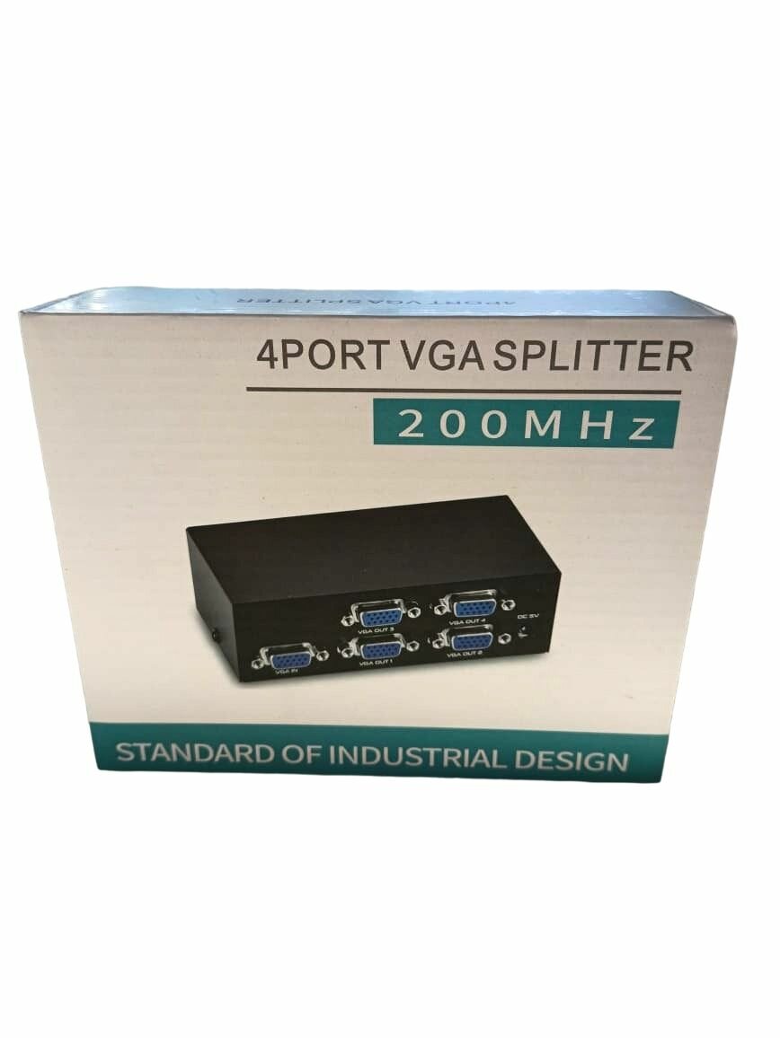 Разветвитель VGA-2004 - это устройство, которое позволяет разделить один входящий VGA-сигнал на четыре VGA-устройства