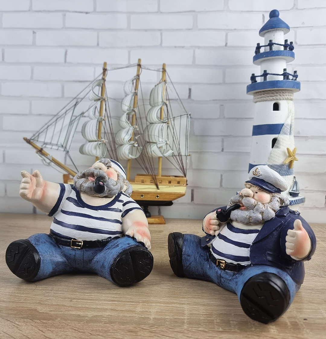 Статуэтка Капитан и Моряк (комплект 2 шт.) морской декор 16х14х11см