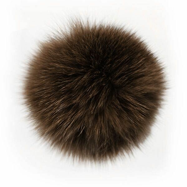 Помпон меховой (лиса) 10-12 см (5 штук) т. коричневый