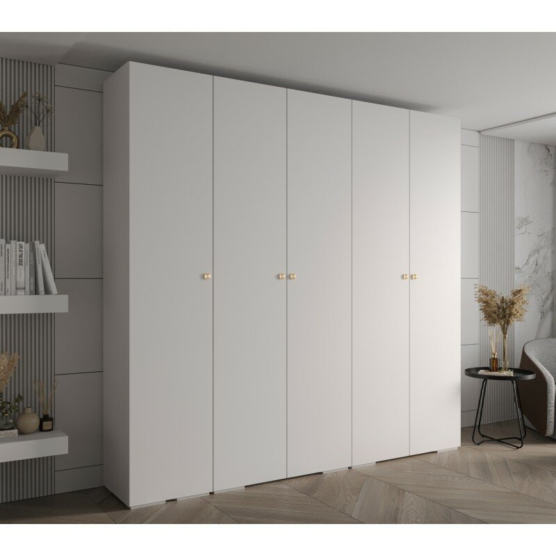 Шкаф распашной МебельЛэнд24 Люксор - 5 Белый 250x47x236 для одежды пятидверный