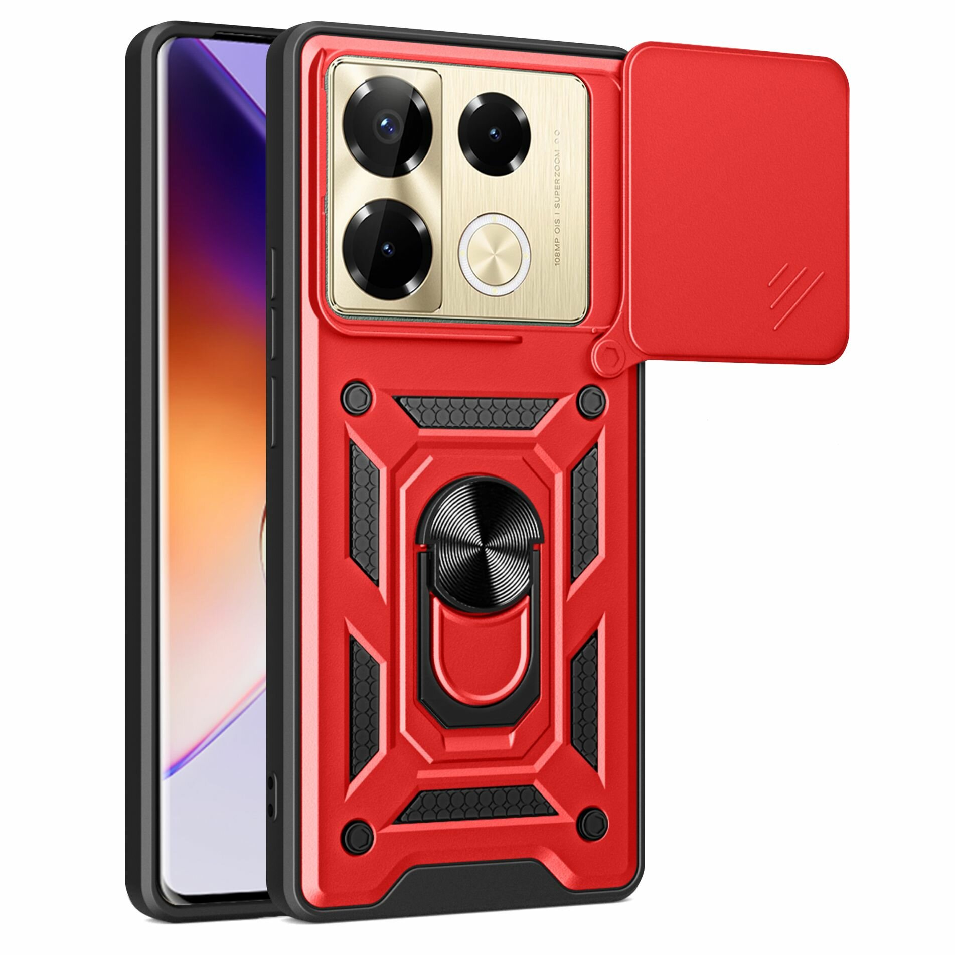 Чехол противоударный armors для Infinix Note 40 Pro 4G и Note 40 Pro Plus / Инфиникс Ноте 40 Про 4G и Ноте 40 Про + с защитой камеры (Красный)