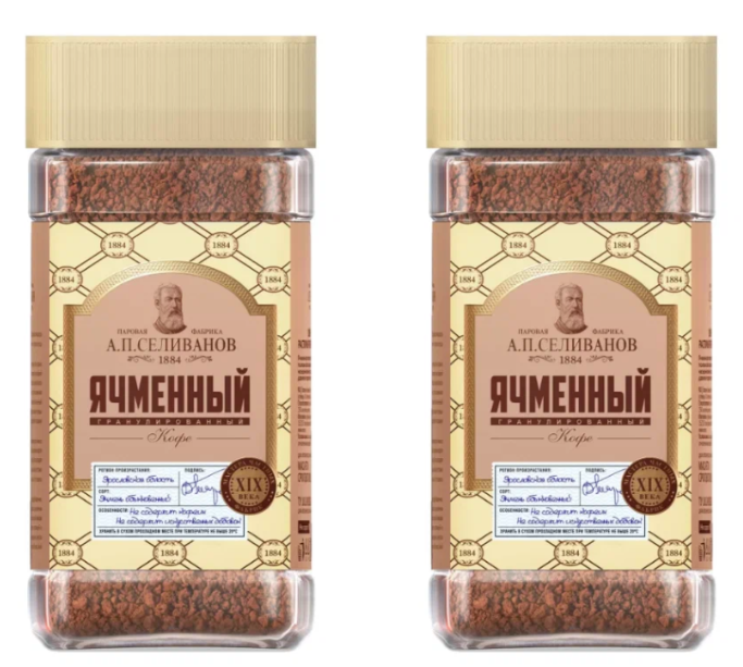 Напиток кофейный А. П. Селиванов ячменный, без кофеина, гранулированный, 75 гр, 2 шт
