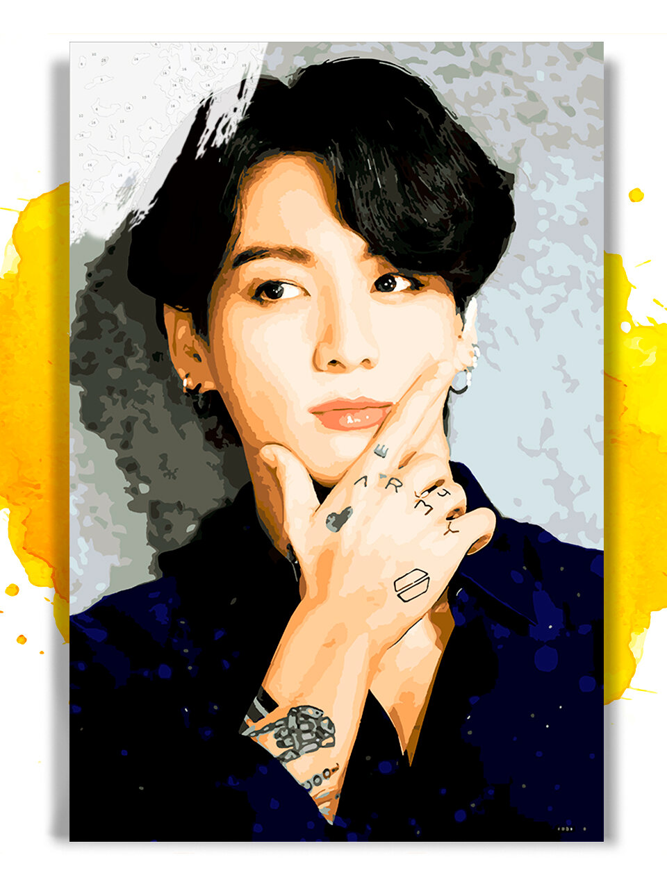 Картина по номерам на холсте BTS Чонгук Тату, 40 х 60 см