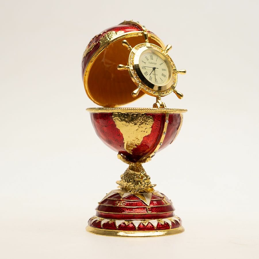 Шкатулка "Глобус с часами" в стиле "Фаберже"