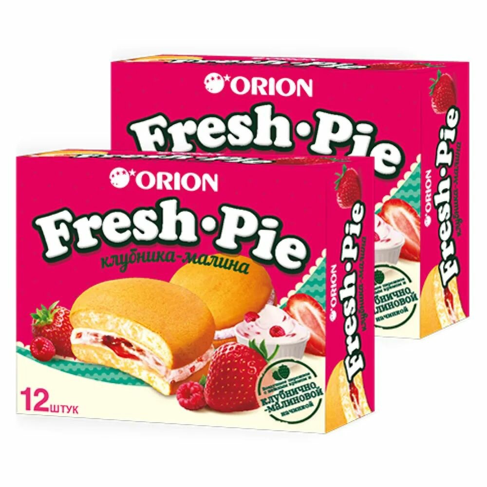 Пирожное фреш ПАЙ с клубнично-малиновой начинкой 360ГР 12 шт х 2 упаковки