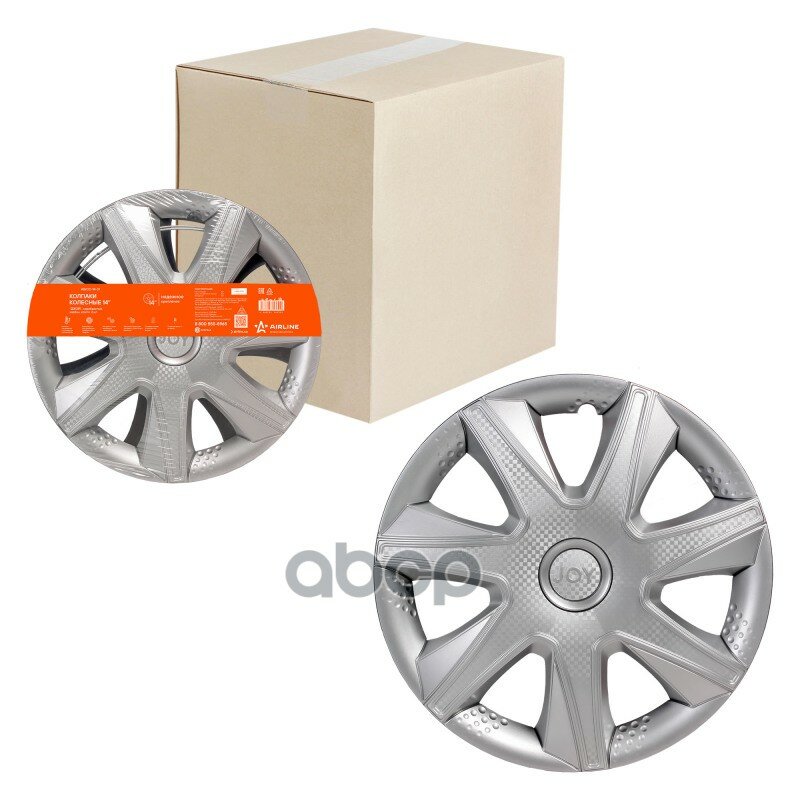 Колпаки колесные 14" "Джой", серебристый, карбон, компл. 2 шт. AIRLINE арт. AWCC1431