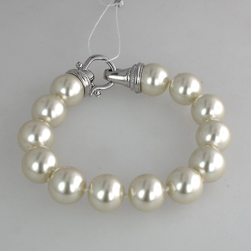 Браслет, стекло, жемчуг имитация