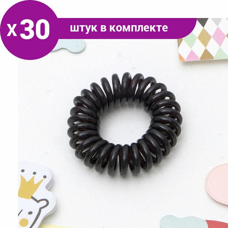 Резинка для волос 'Пружинка' 3,5 см, чёрный (30 шт)