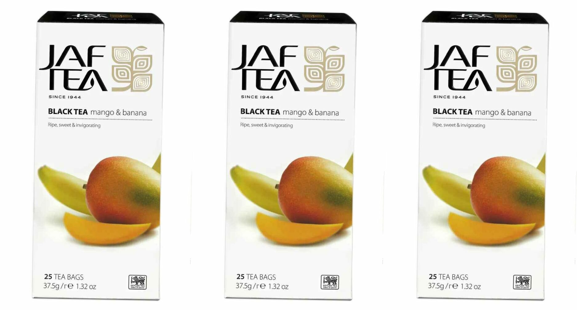 Jaf Tea Чай черный PC Mango Banan с ароматом манго и банана, 1,5 г, 25 пакетиков, 3 уп