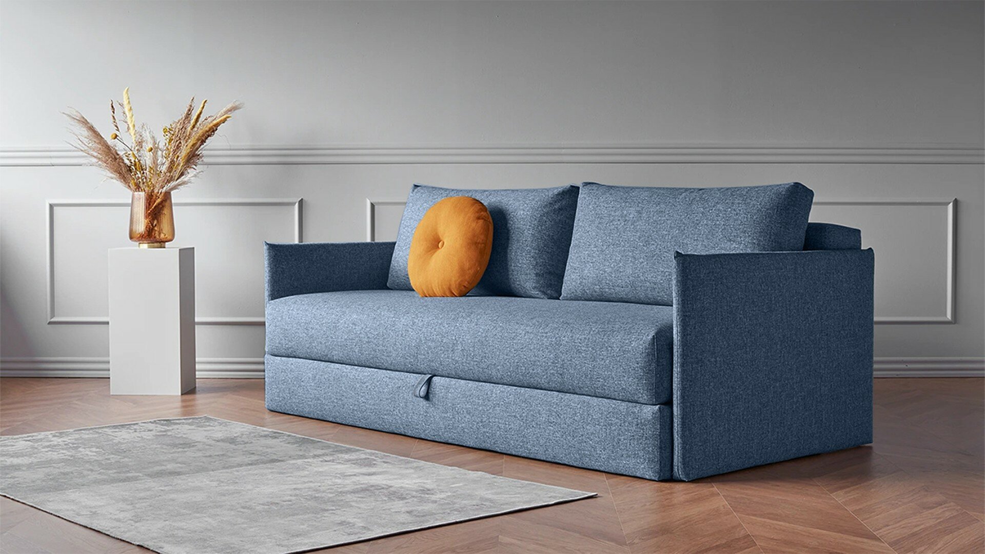 Диван Коя Лайт Strong Plus 09 NOW 208x94x80 см, синий Рогожка, еврокнижка Фиеста — фото 1