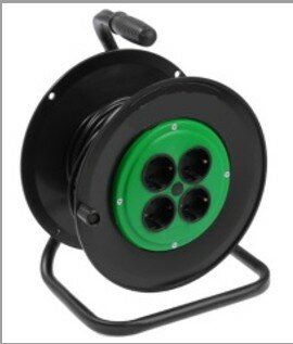 Удлинитель эл. на катушке 50м/4роз. б/з (ПВС 2х1,0), 10А, 2500Вт