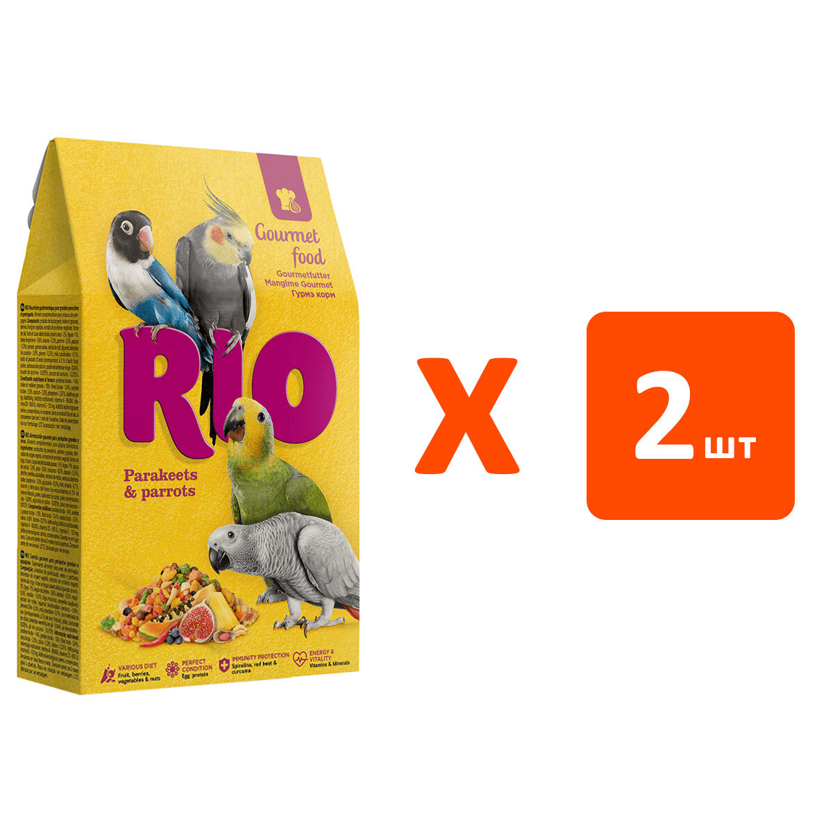 RIO GOURMET корм для крупных и средних попугаев (250 гр х 2 шт)