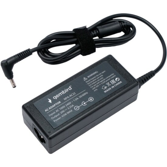 Блок питания Gembird NPA-AC22 для ноутбуков Lenovo 20В/3,25А, 65Вт, 1 штекер 4.0х1,7мм