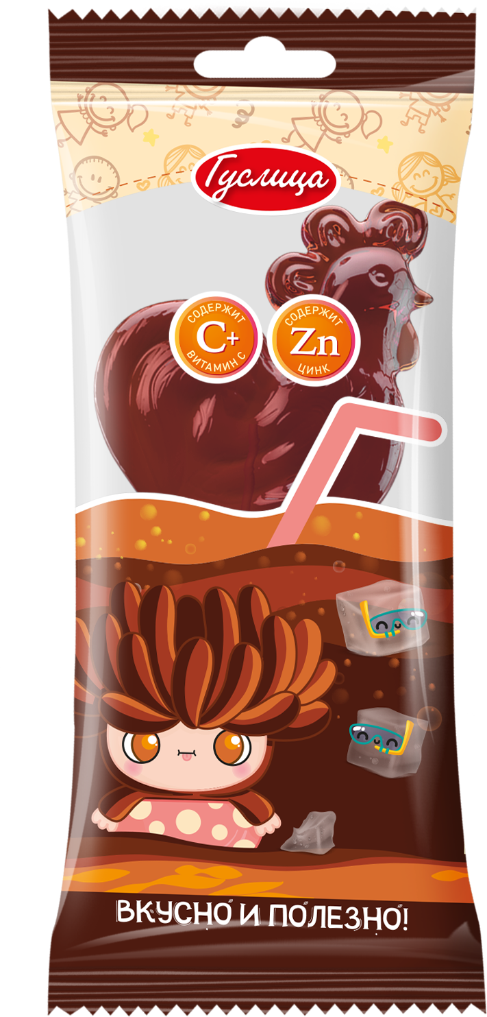Петушок, Леденцовая карамель с Цинком и витамином С, со вкусом колы 17 г, 1 шт.
