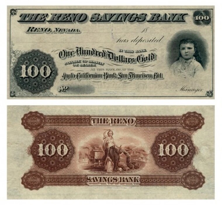 100 долларов 1860 США, Рино Невада, сувенирная копия, банкноты и купюры редкие коллекционные