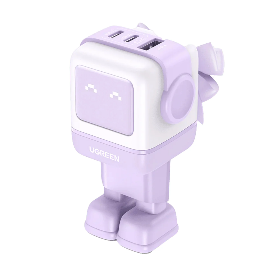 Сетевое зарядное устройство Ugreen CD361 65W Nexode Robot 2xUSB-C, 1xUSB-A GaN, фиолетовый (35291)