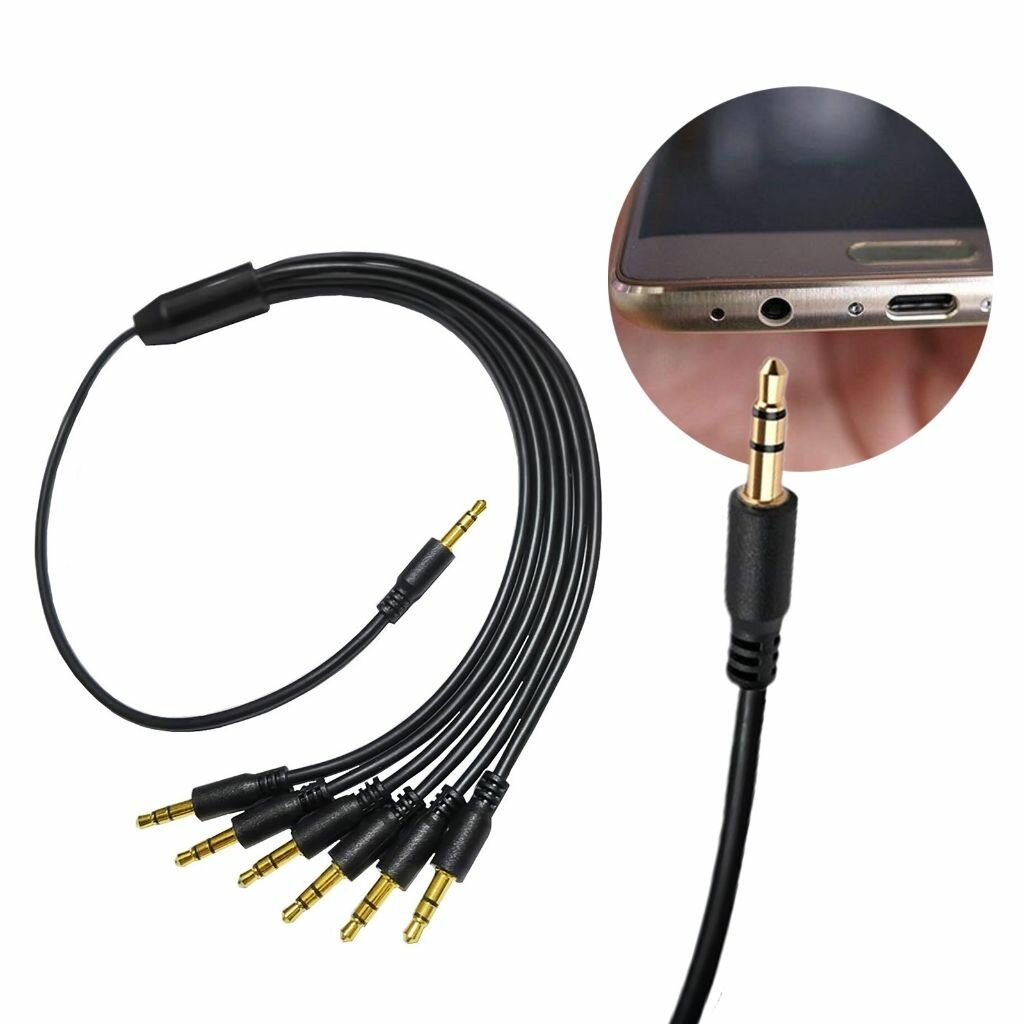 Кабель с разъемом 3,5 мм на несколько разветвителей для динамиков и сабвуферов