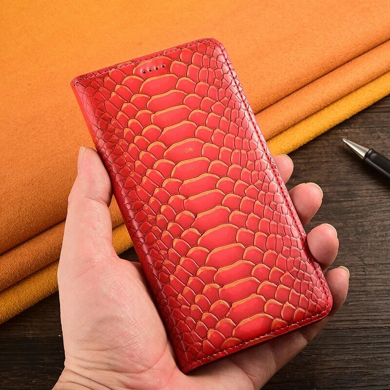 Кожаный чехол-книжка с тиснением под кожу питона для Tecno Spark 9 Бордовый, Red, Tecno Spark 9 Pro