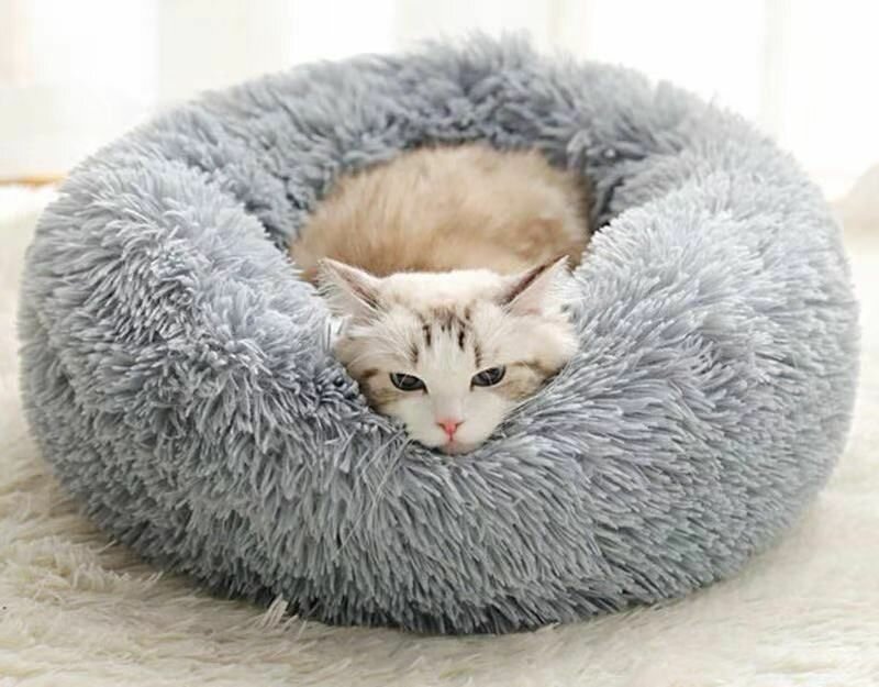 Клетка для кошек и собак круглая плюшевое гнездышко для домашних животных, кресло для животных пушистое и удобное, теплое и мягкое