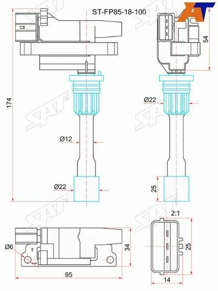 . SAT Катушка зажигания для MAZDA FP-DE/FS-ZE 99-/FAMILIA BJF_/CAPELLA GF_/PREMACY CP_