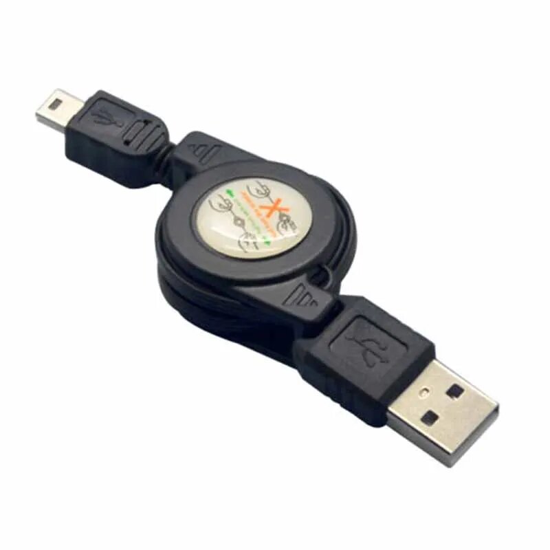 Настенное зарядное устройство и черный Выдвижной кабель USB A папа-Mini USB B 5-Pin для зарядки и синхронизации данных