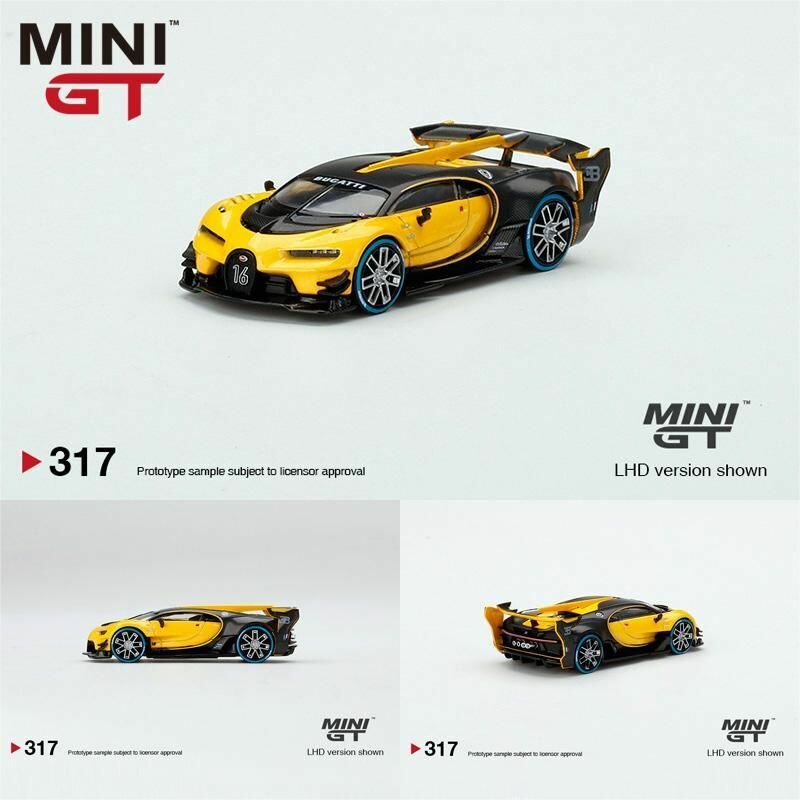 Машинка minigt 1/64 #317 Bugatti Vision Gran Turismo Yellow alloy car model gift