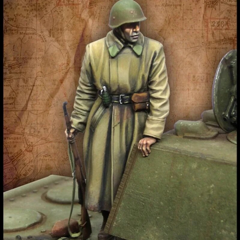 Неокрашенная модель солдата советской пехоты 1/35 mussels N783