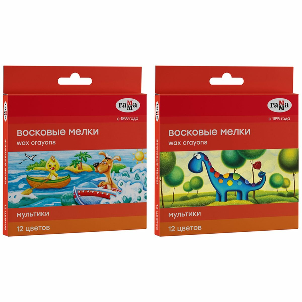 Мелки восковые 12 цветов Гамма "Мультики" (круглые) картон. упаковка, европодвес (2131018_01_29), 40 уп.