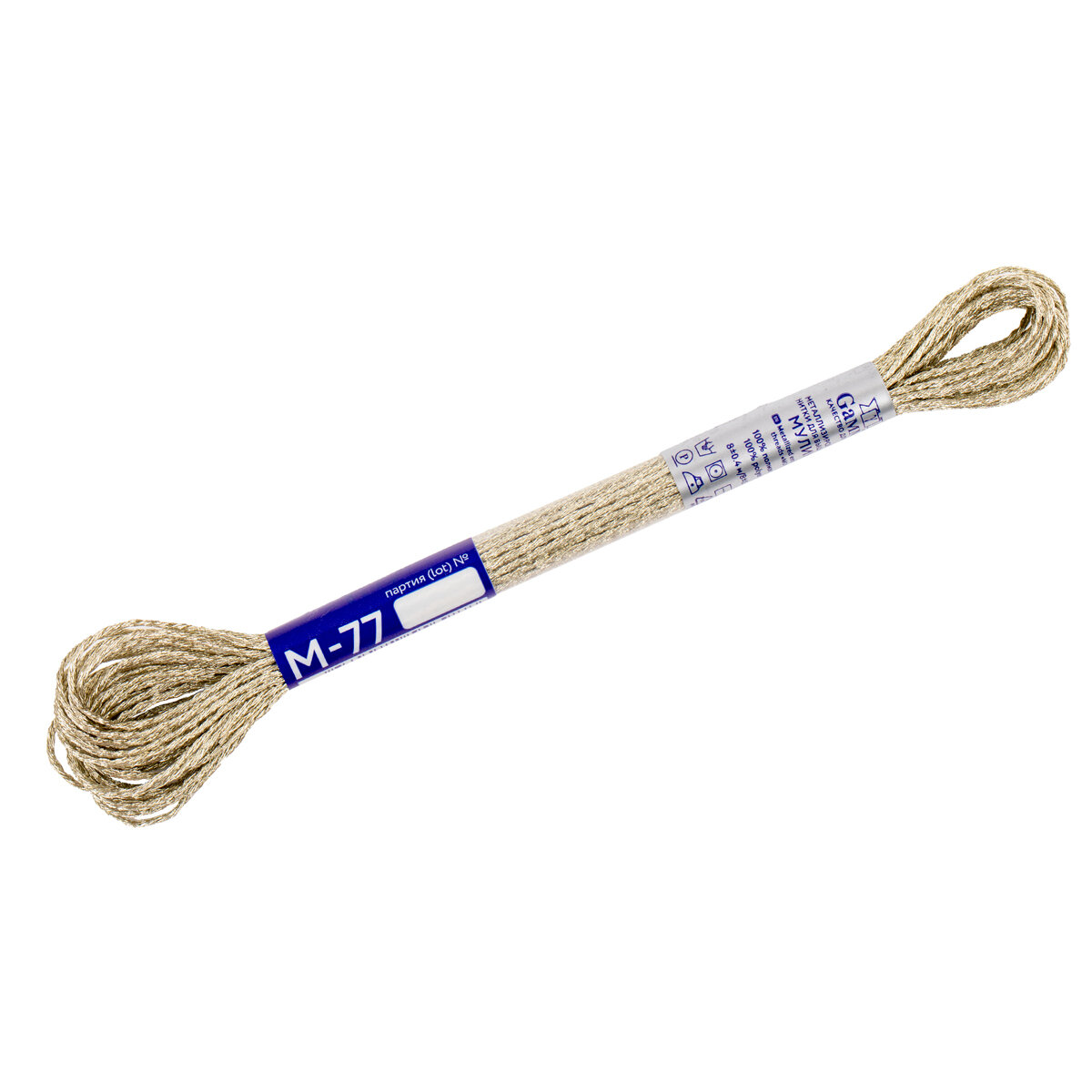 Мулине "Gamma" NM металлик 100% полиэстер 8 м M-77 св. золотистый