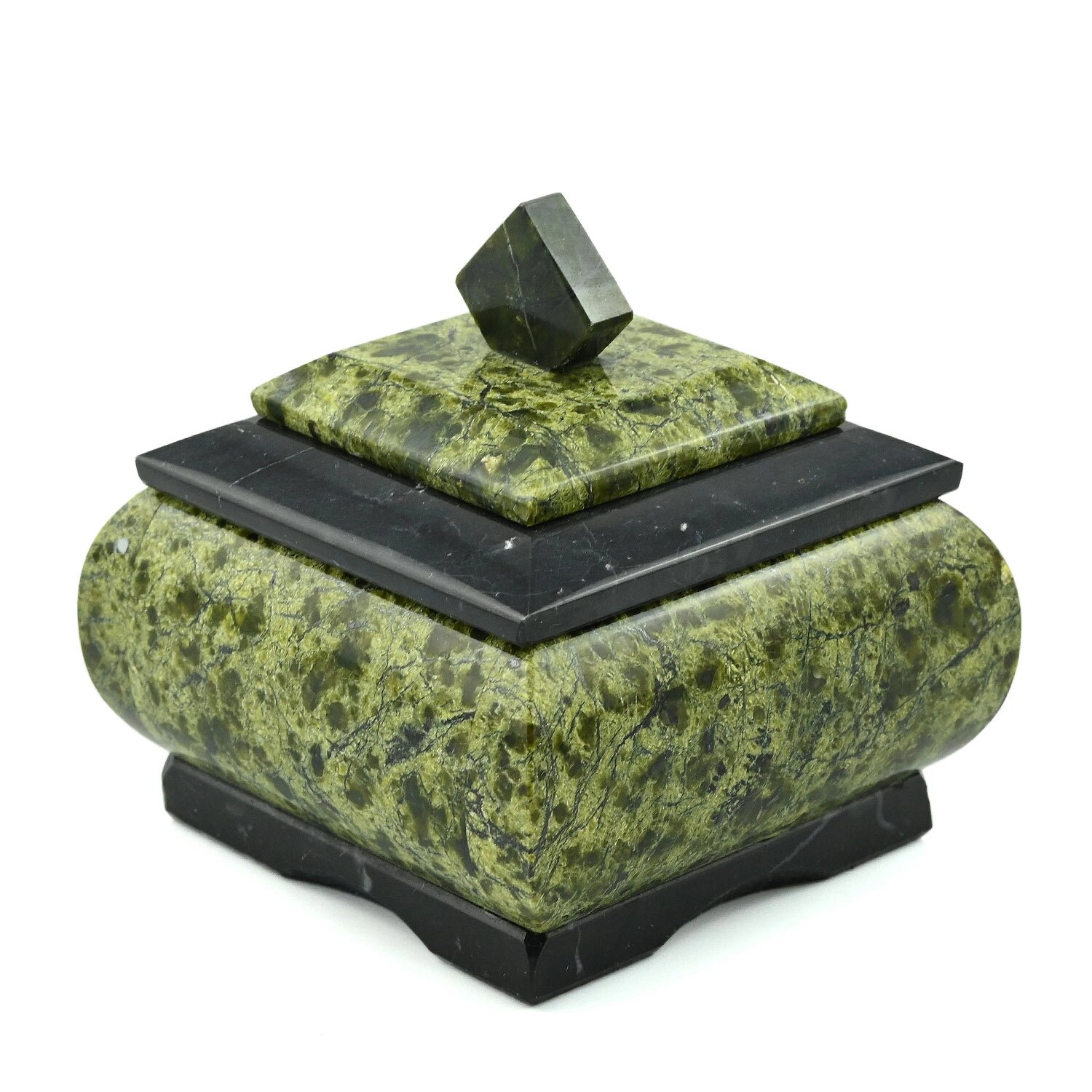 Шкатулка из змеевика "Мономах" малая 80*80*70мм .