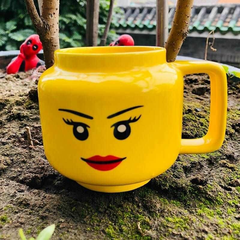 Керамическая чашка со смайликом в виде головы Русалочки (модель девушки-Улыбка ）