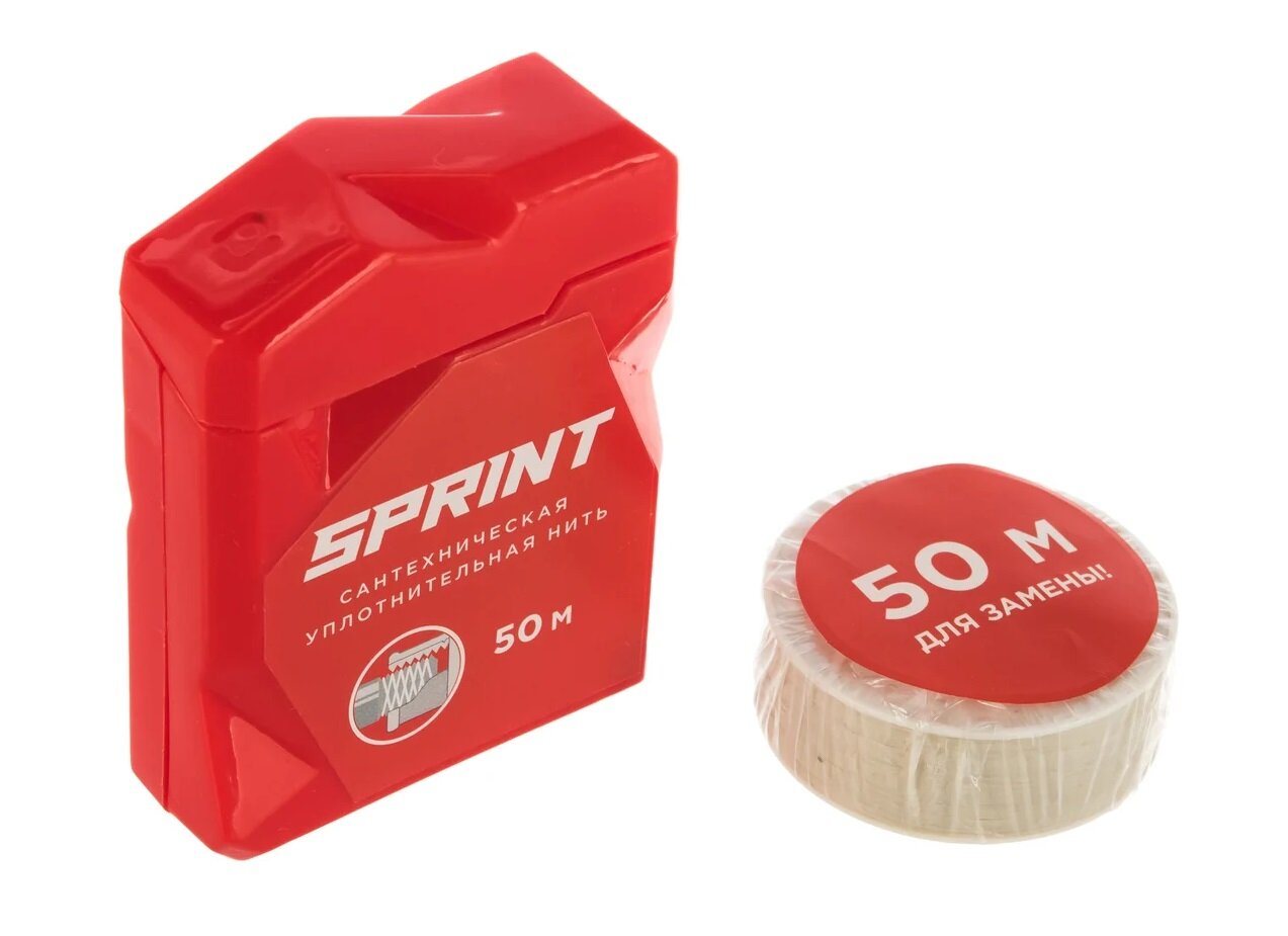 Сантех нить для герметизации резьбы SPRINT 50м бокс +50м катушка блистер 61012 ЛОТ 2 шт