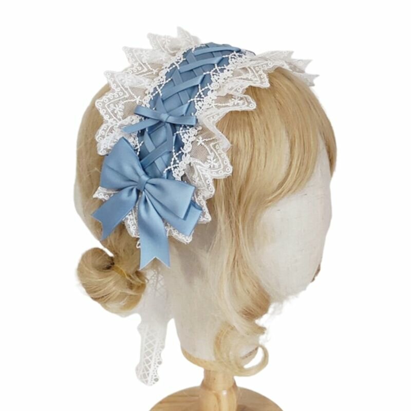 Заколка для волос, Ленточка для волос из кружева Лолиты - голубая, 1 шт.